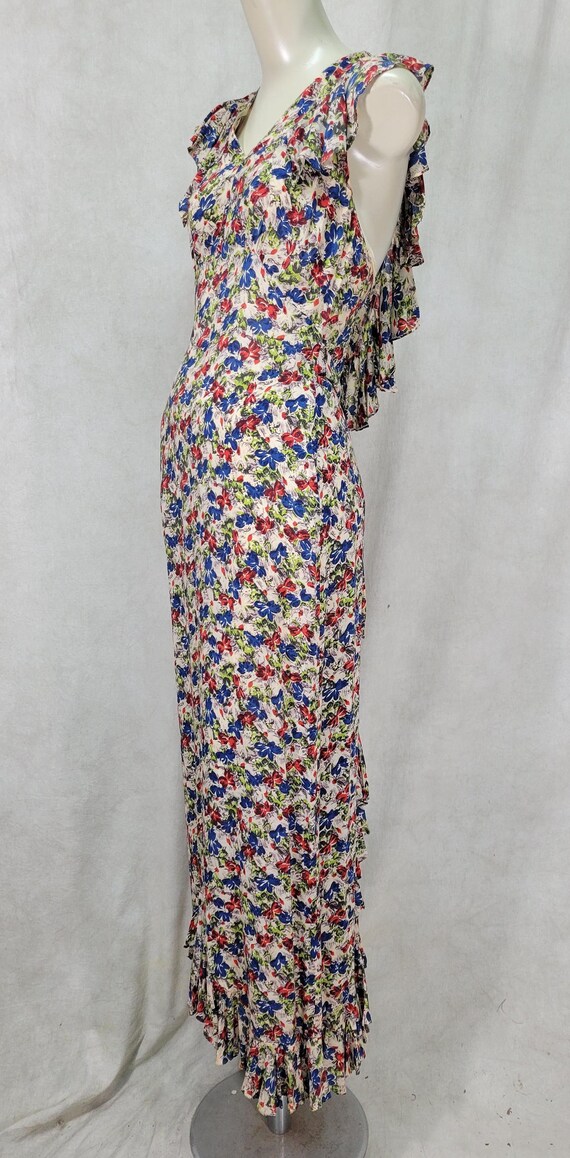 1930s Fascinating Formal Vintage Dress Ruffles Galore… - Gem