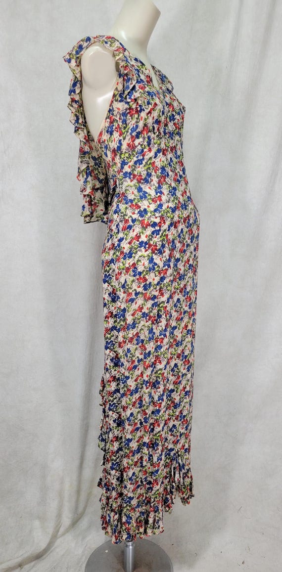 1930s Fascinating Formal Vintage Dress Ruffles Galore… - Gem