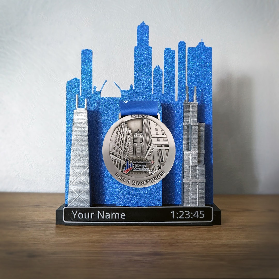 Chicago Race Medal Display Personalized With Name and Time, for Chicago ...