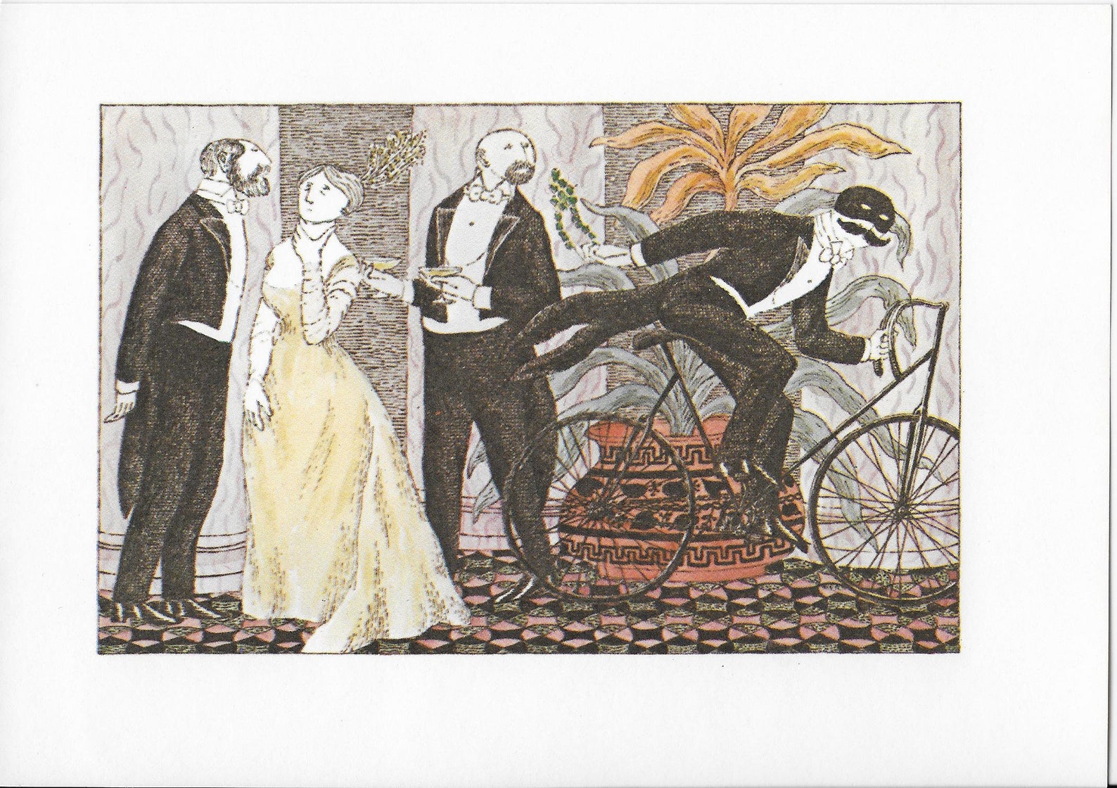 Macabre Art, Cycling Print, Original Lithograph, Edward Gorey Print ...