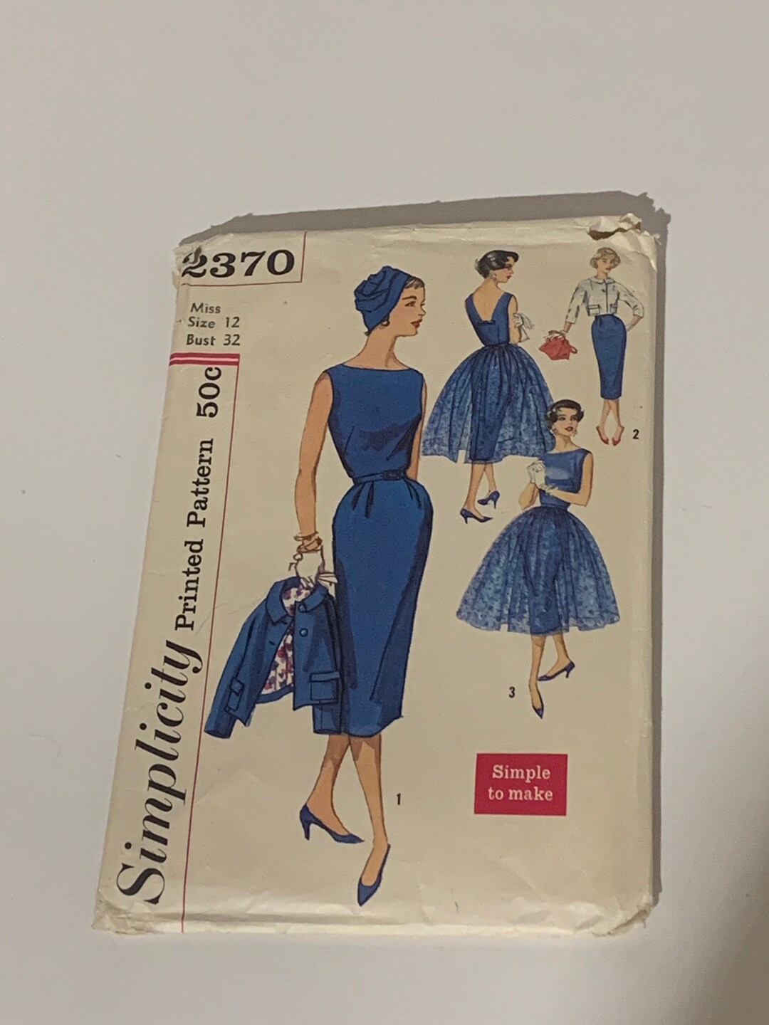 1950s DRESS PATTERN, SIMPLICITY 2370, 1950s Simplicity Dress Pattern ...