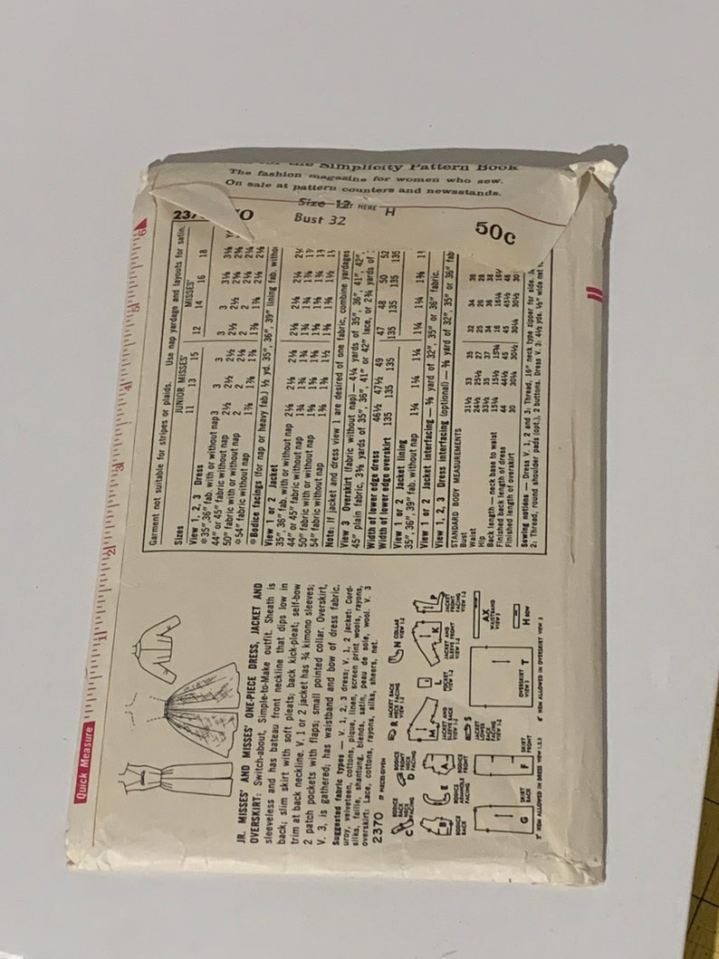 1950s DRESS PATTERN, SIMPLICITY 2370, 1950s Simplicity Dress Pattern ...