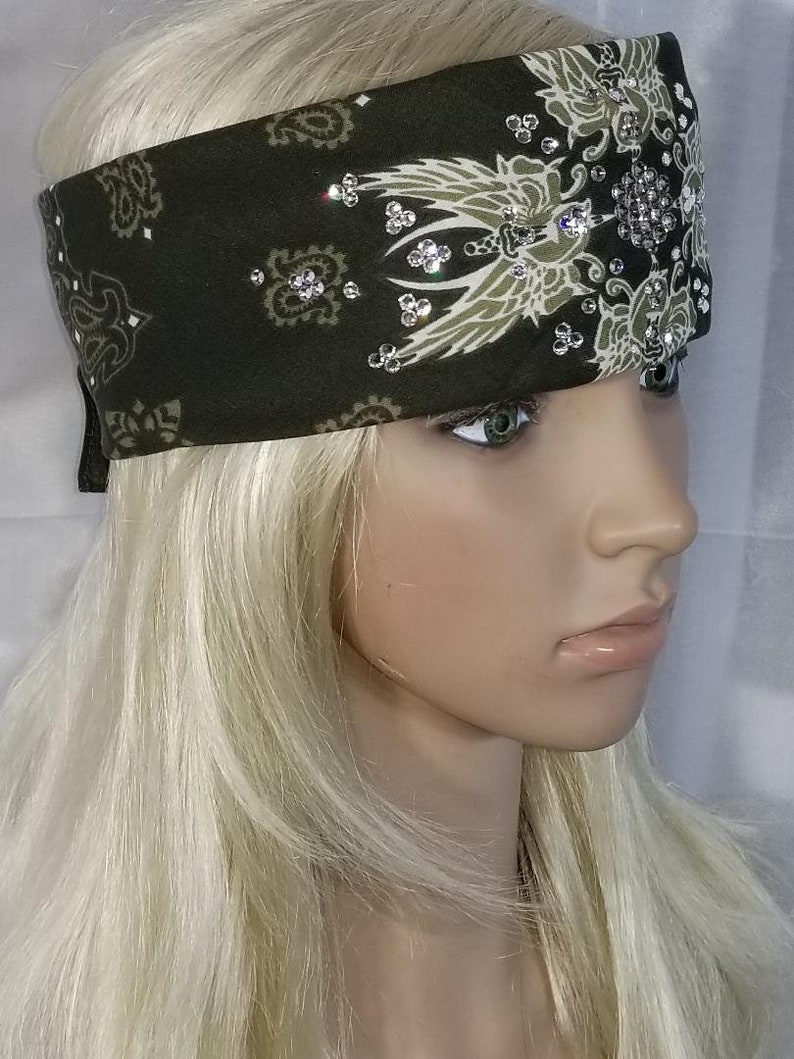 Olive Green Swarovski Crystal Bandana Sku1164 Etsy