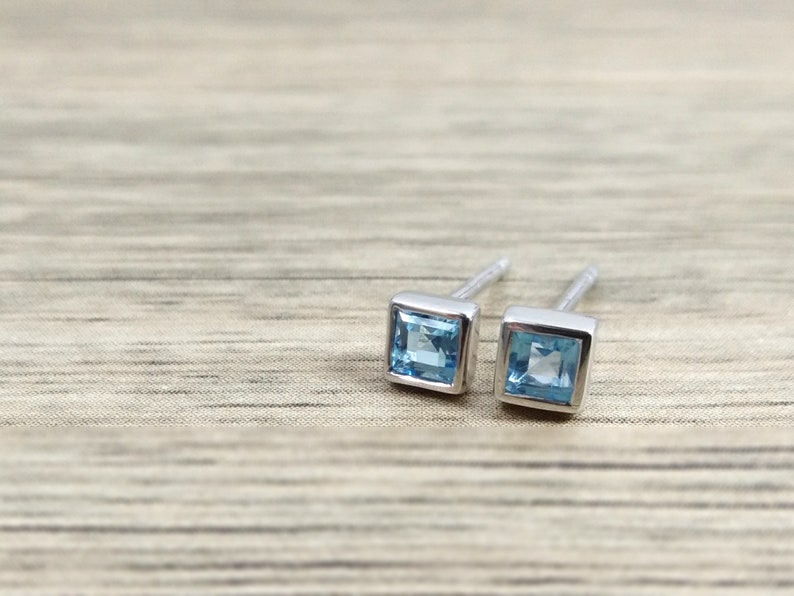 Personalized Birthstone Earrings Square Shape Gemstone - Etsy