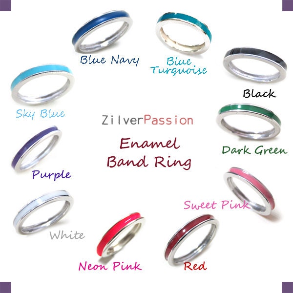 Enamel Band Ring - Etsy