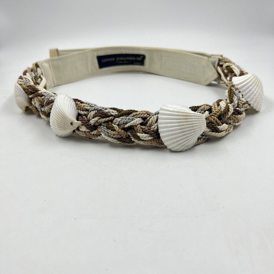 GINNIE JOHANSEN Women’s Belt Braided Rope Shells Vintage 80s Sz Small ...
