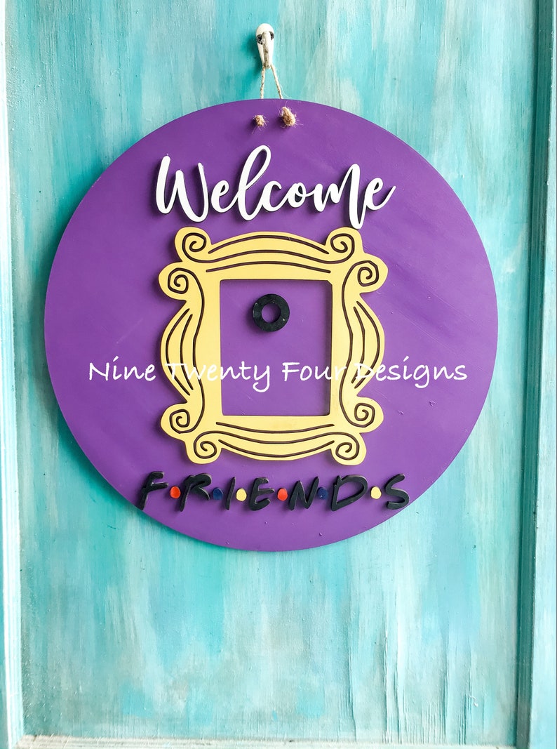 3D Friends Door Hanger: Hand-painted Welcome Sign - Etsy