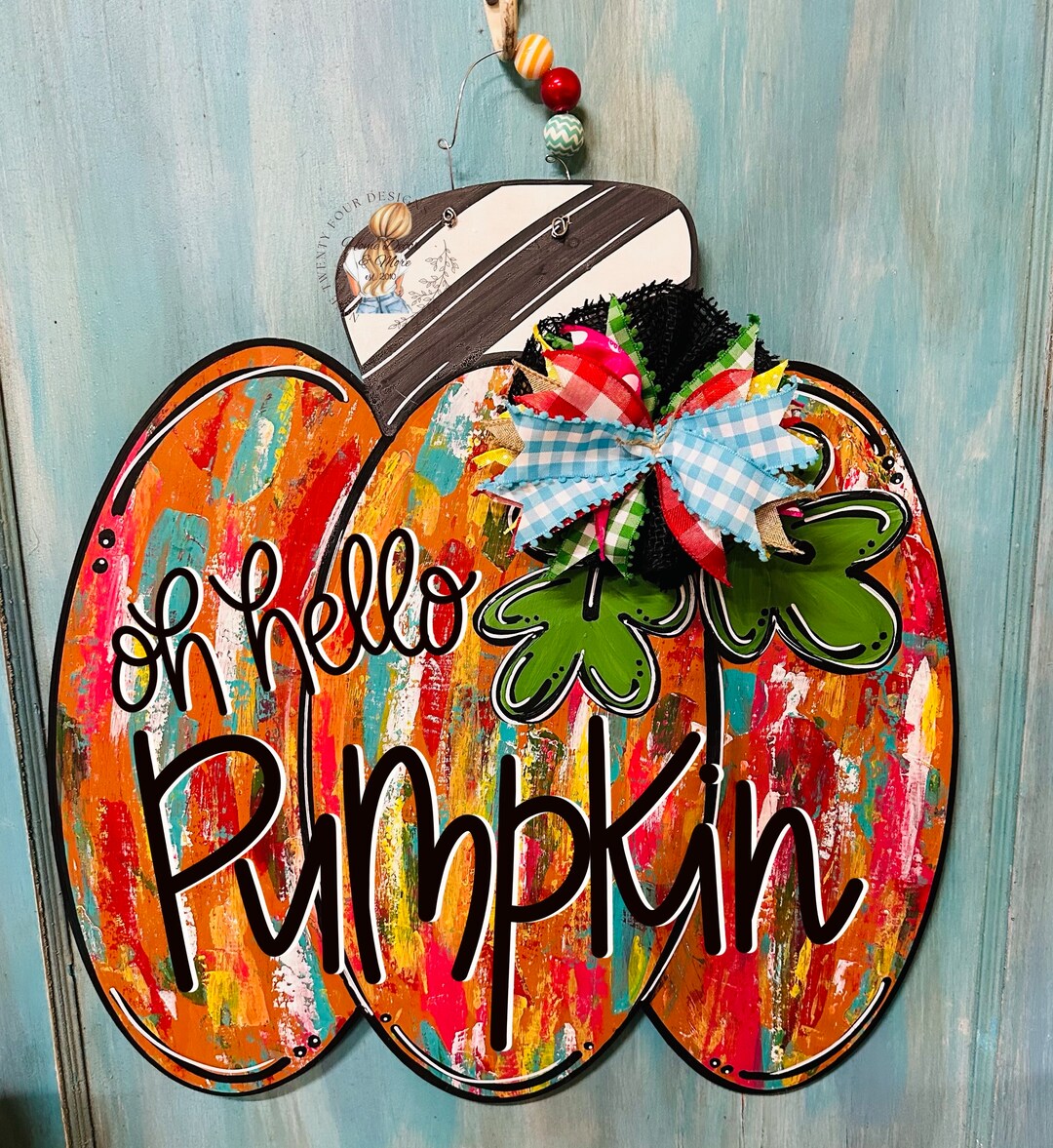 Pumpkin, Fall Door Decor, Painted Pumpkin, Fall, Pumpkin Door Hanger ...