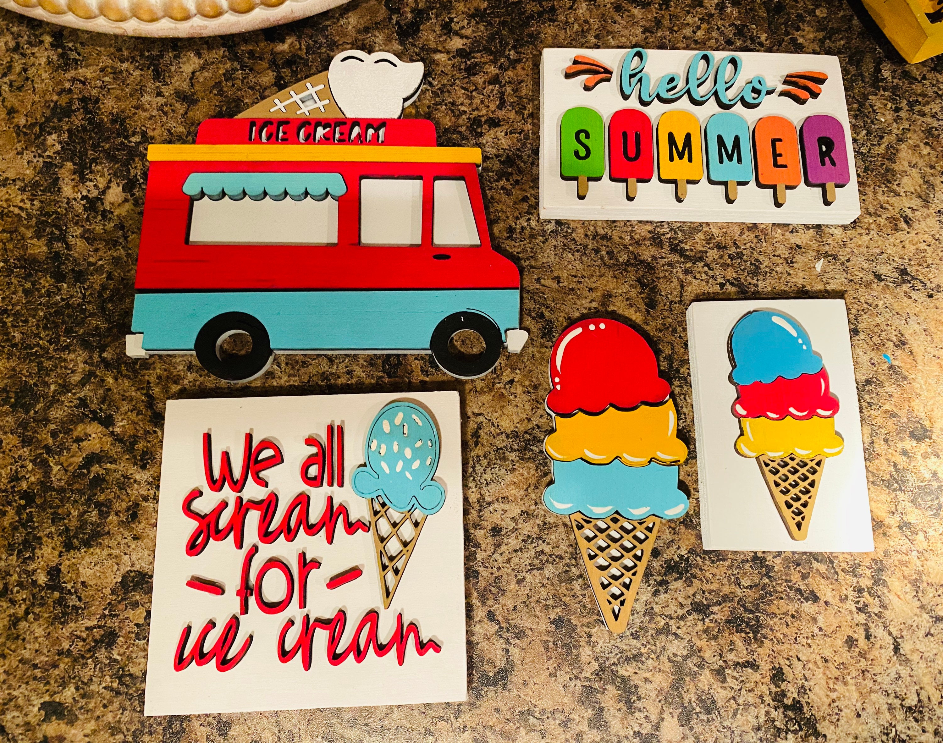 Ice Cream Tiered Tray Set Summer Decor Ice Cream | Etsy