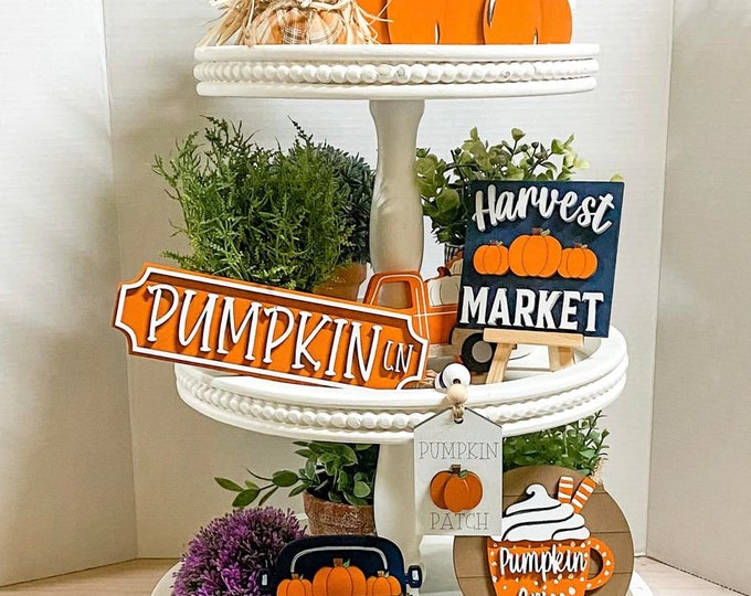 Fall Tier Tray Decor - Tiered Tray Decor Bundle - Thanksgiving Tiered ...