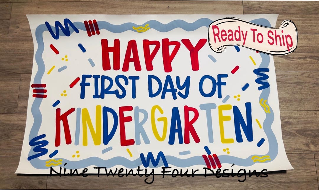 First Day of Kindergarten Banner, Back to School Photo Prop, Classroom ...