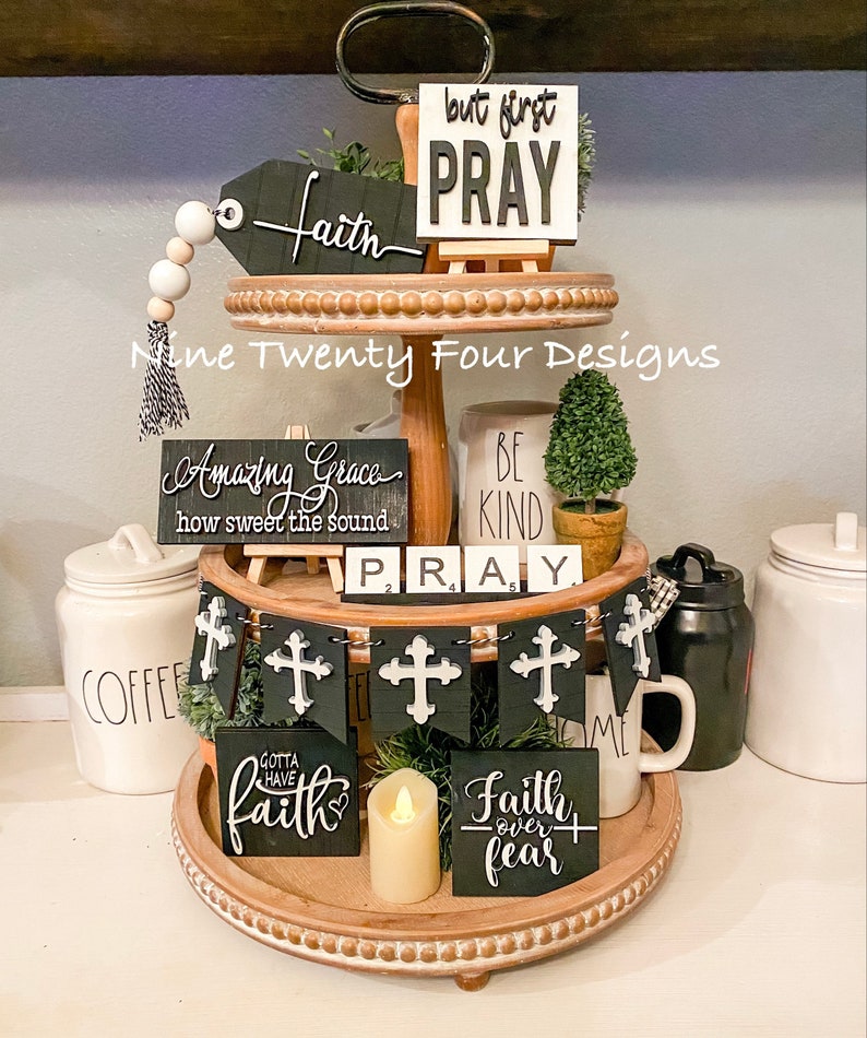 Faith Tiered Tray Signs Faith Tray Set Faith Set Tiered - Etsy