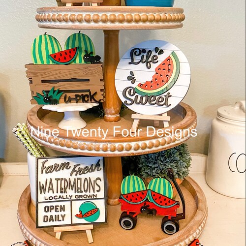 Watermelon Stand Watermelon Signs Tiered Tray Decor Tiered - Etsy