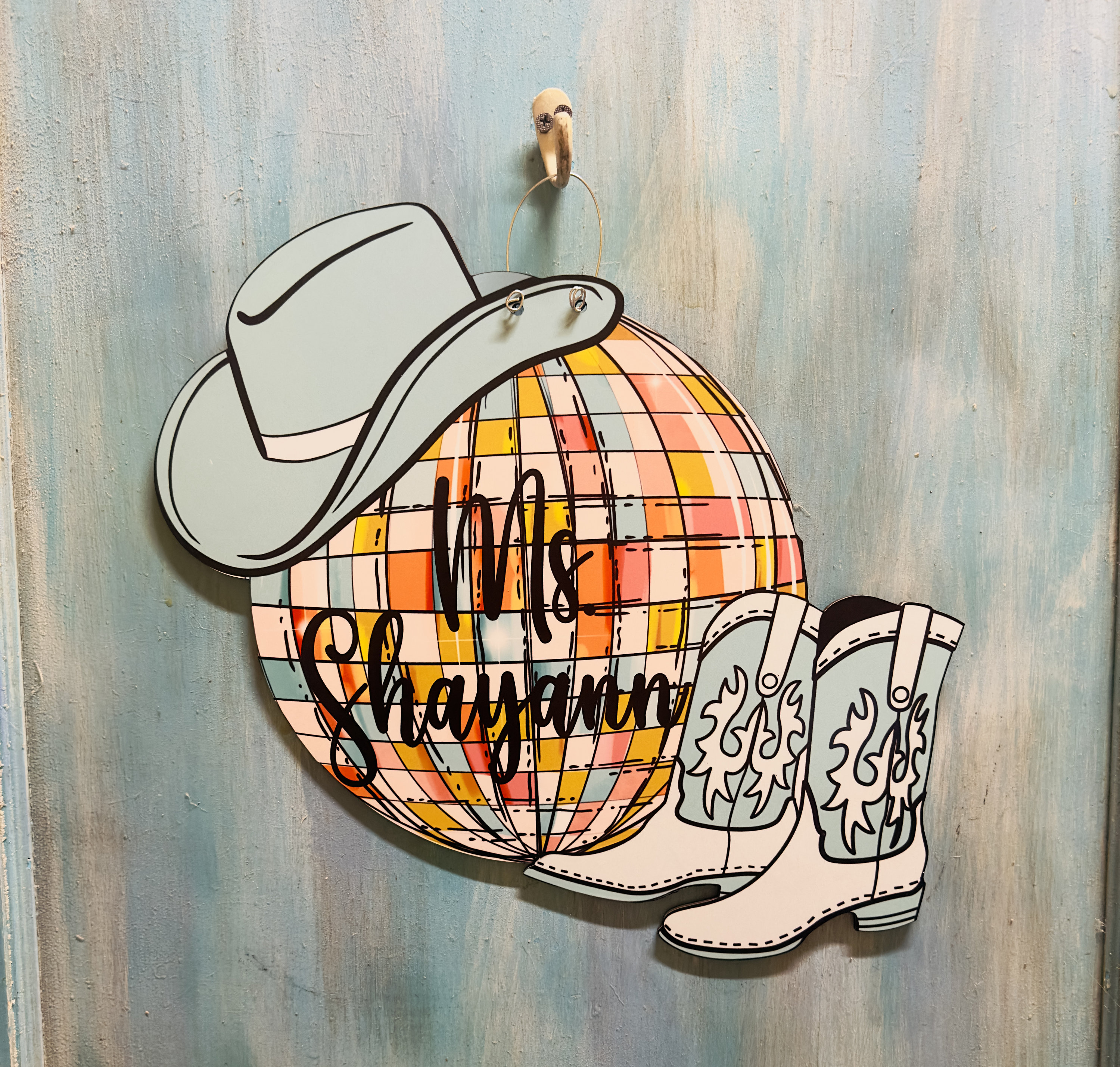 Disco Ball Teacher Door Sign, Printed Teacher Sign, Admistrator Sign ...