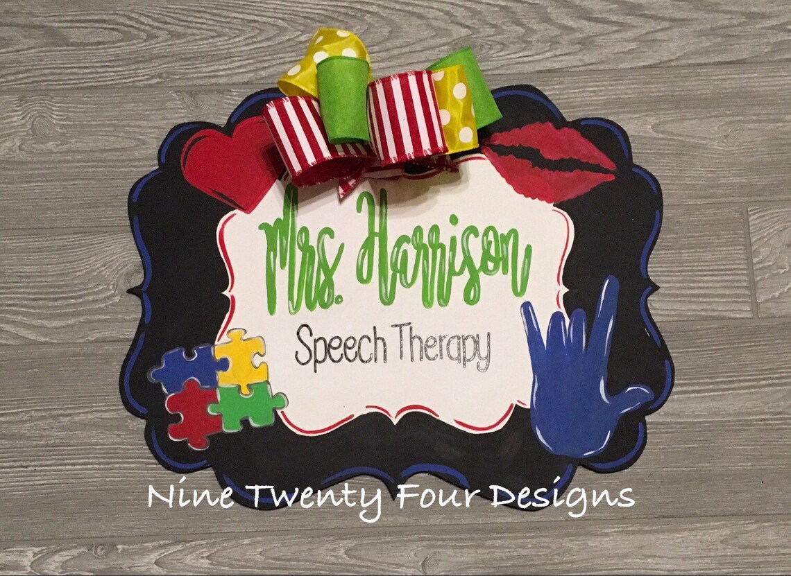 Speech Therapy Door Hanger Speech Teacher Gift Clinic - Etsy