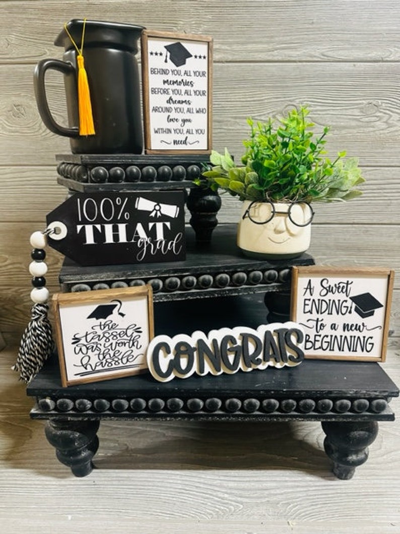 Graduation Party Decor Tiered Tray Centerpiece Signs Collage - Etsy
