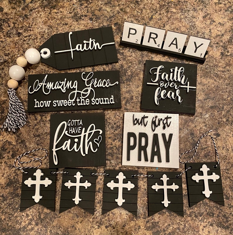 Faith Tiered Tray Signs Faith Tray Set Faith Set Tiered - Etsy