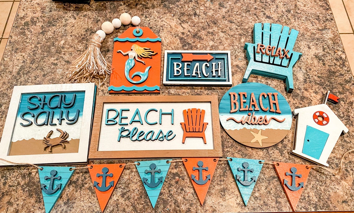 Beach Tray Decor Beach Signs Tiered Tray Signs - Etsy