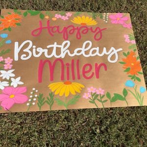 Custom Party Banner, Hand Painted Banner, Birthday Banner, Brown Paper ...