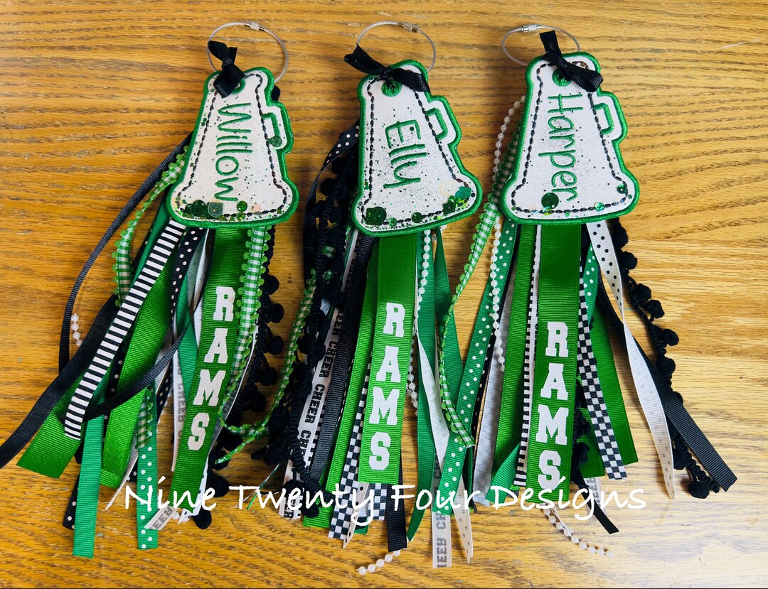 Cheer Bag Tag, Personalized Megaphone Keychain, Embroidered Cheerleader ...