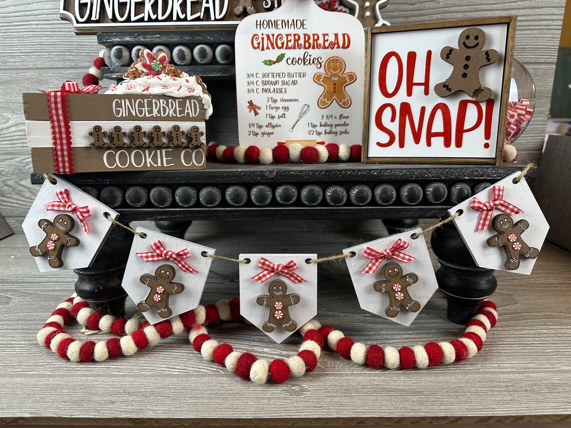 Gingerbread Tiered Tray Decor: Christmas Farmhouse Signs - Etsy