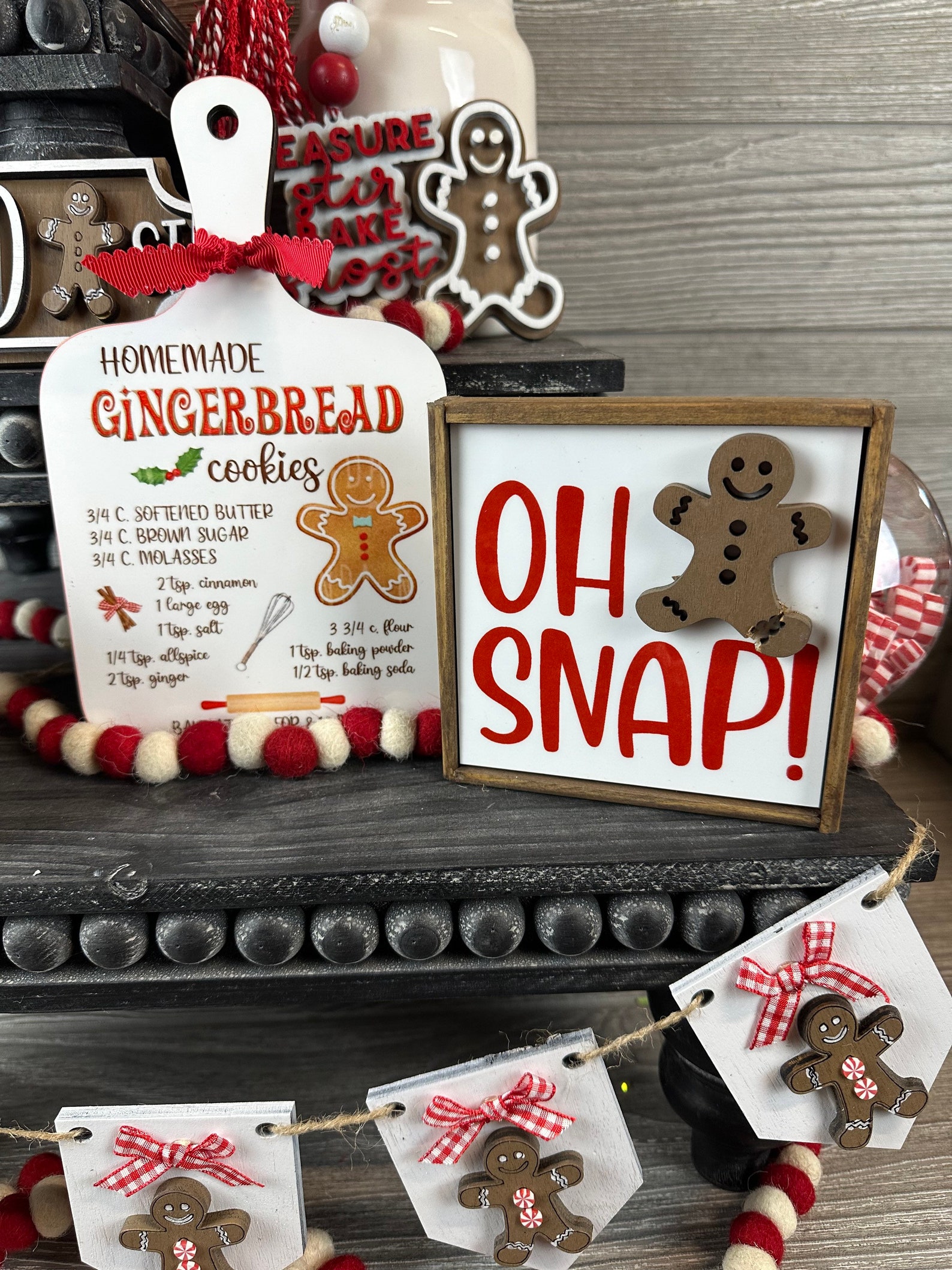 Gingerbread Tiered Tray Decor: Christmas Farmhouse Signs - Etsy
