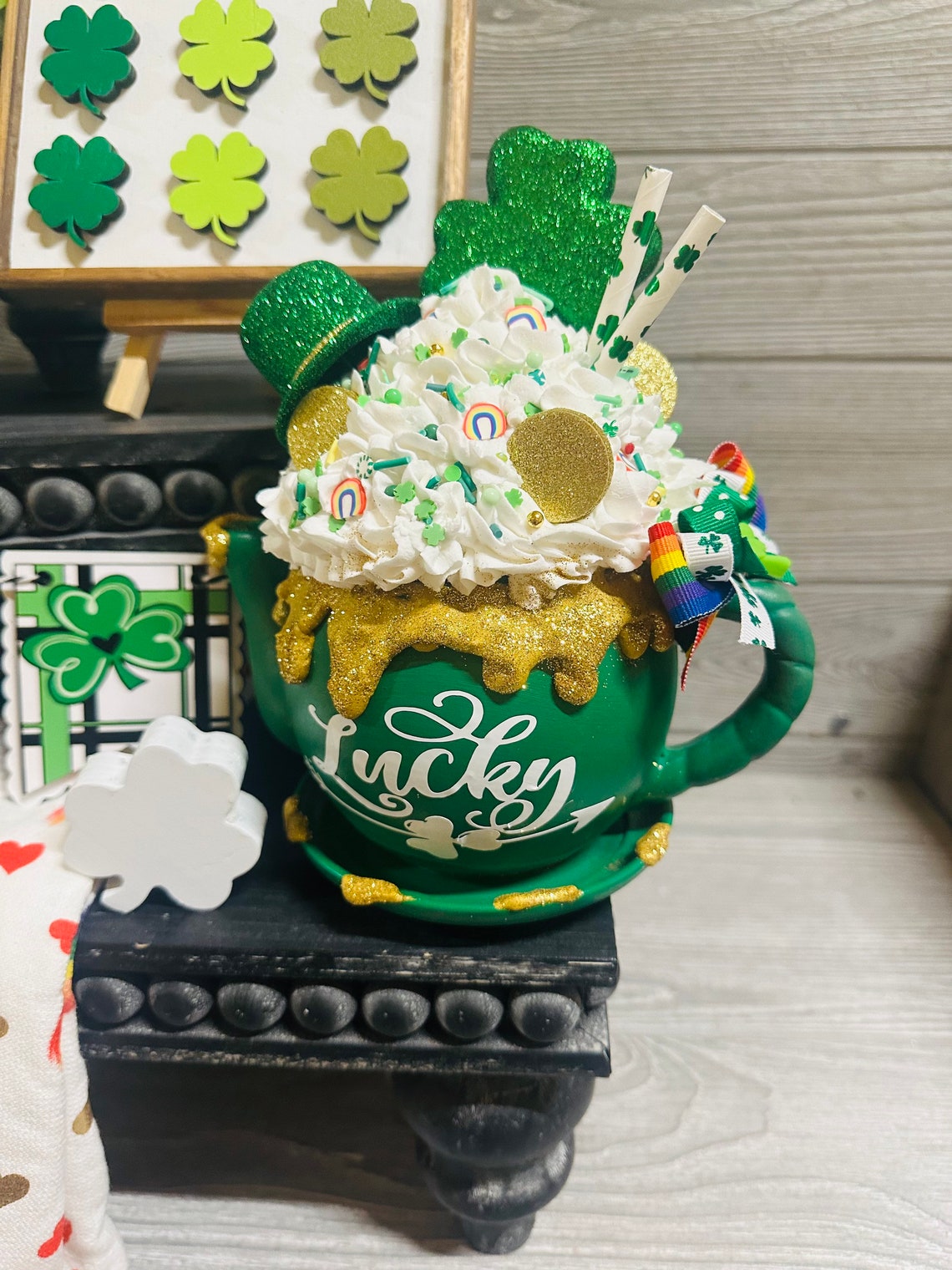 St. Patricks Lucky Teapot Tiered Tray Decor St.patricks Day - Etsy
