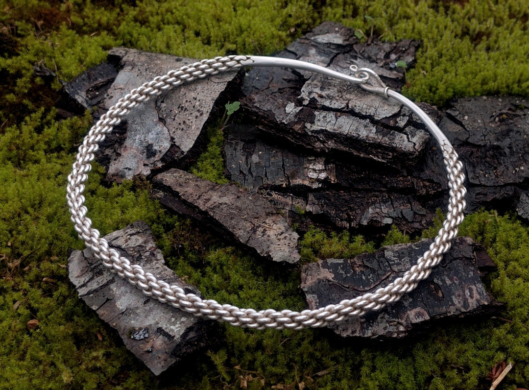 Fine Silver Viking Neck Ring - Fléttaður - Etsy