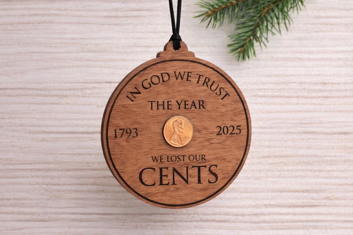 Penny Keepsake Ornament Wooden Coin Ornament Meaningful Penny Gift ...