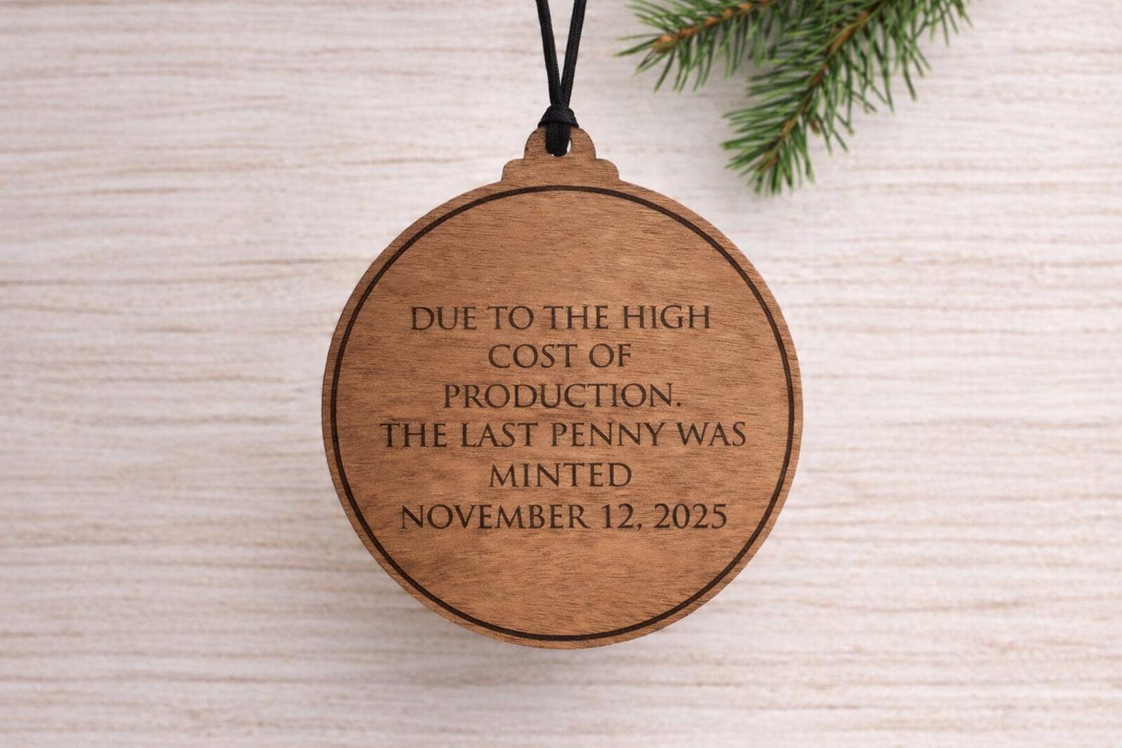 Penny Keepsake Ornament Wooden Coin Ornament Meaningful Penny Gift ...