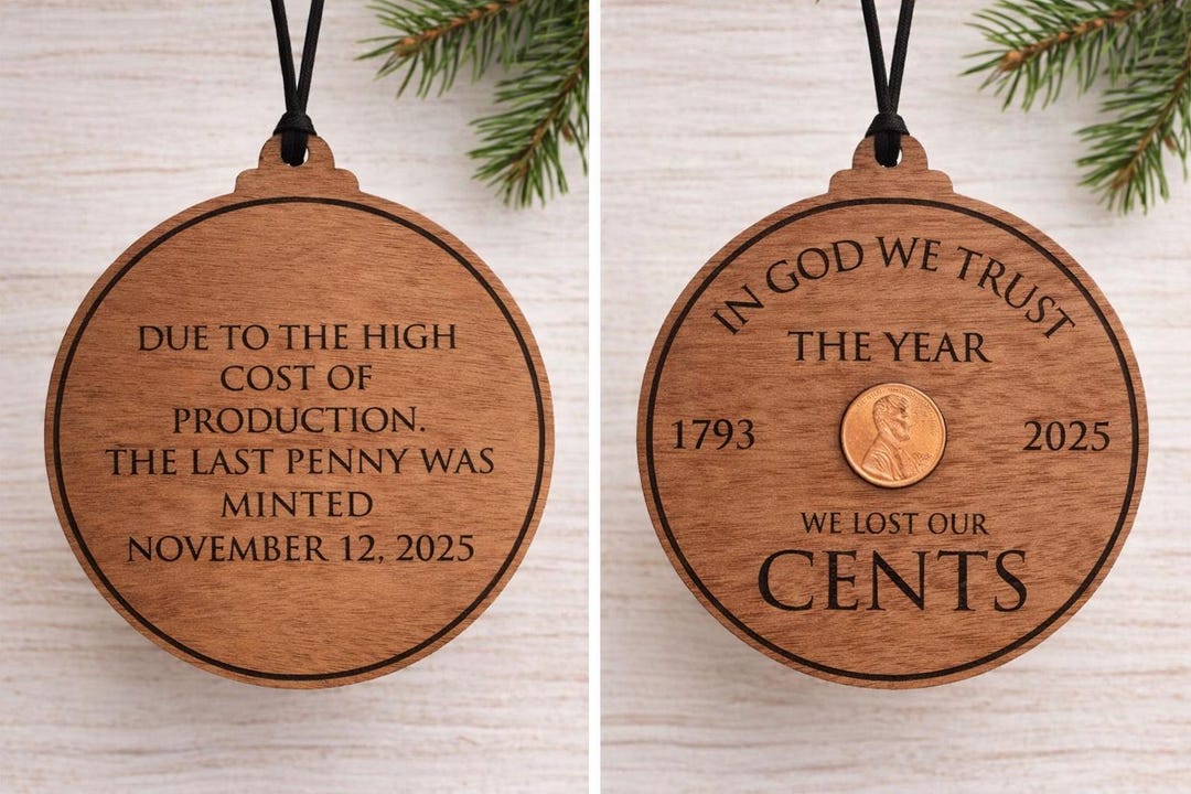 Penny Keepsake Ornament Wooden Coin Ornament Meaningful Penny Gift ...