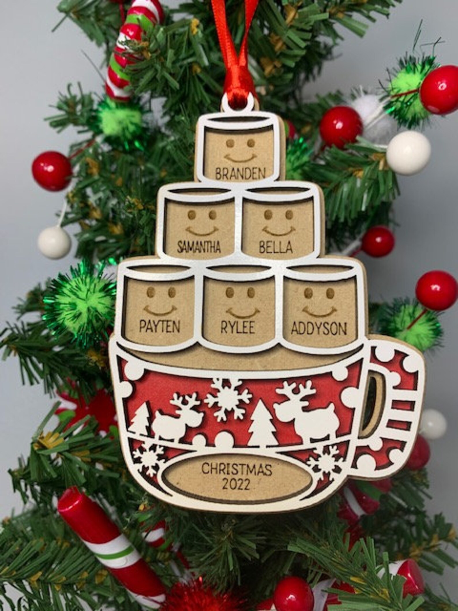 Hot Cocoa Marshmallow Personalized Ornament Family Ornament - Etsy