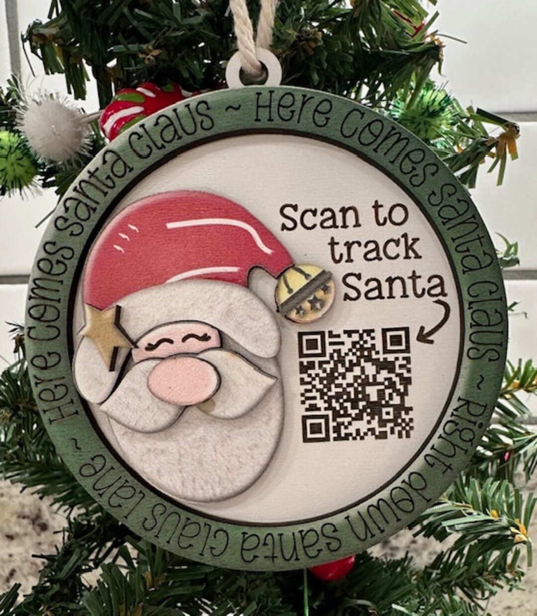Santa Tracker, QR Code to Track Santa, Santa Ornament - Etsy