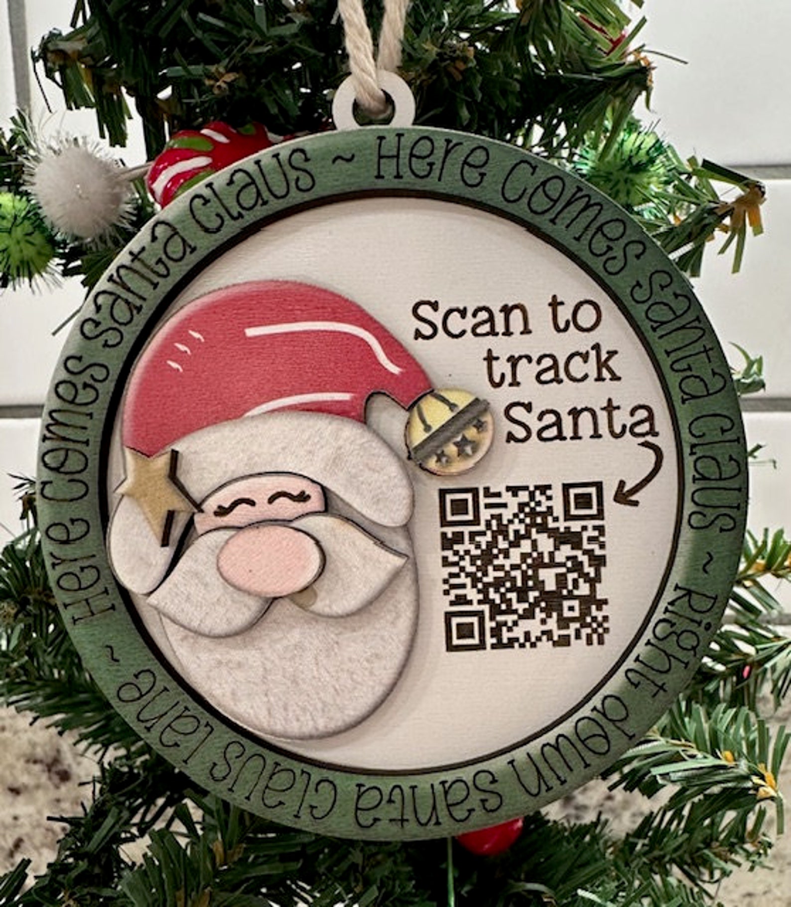 Santa Tracker, QR Code to Track Santa, Santa Ornament - Etsy