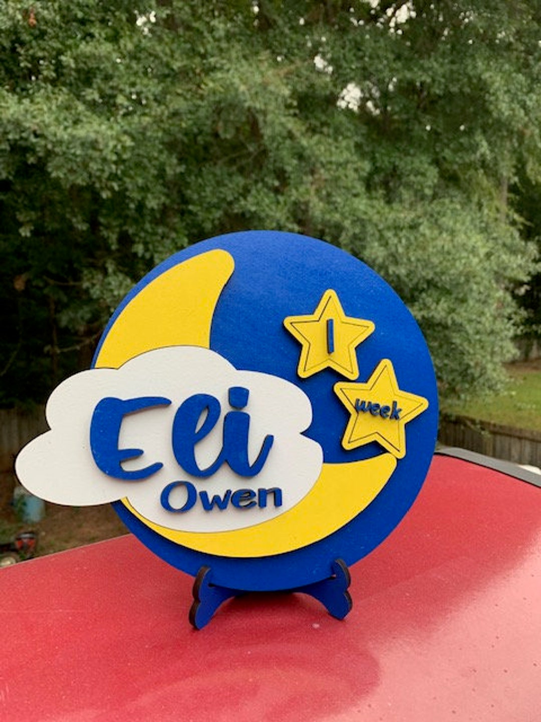 Milestone Plaque Baby Pictures Newborn Gifts Milestones Star Moon ...