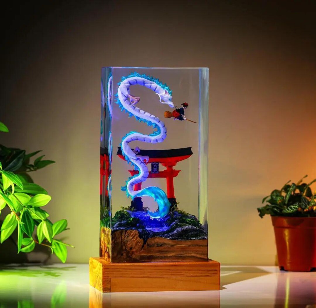 Kiki and Haku Resin Lamp – Studio Ghibli Inspired LED Light, Flying ...