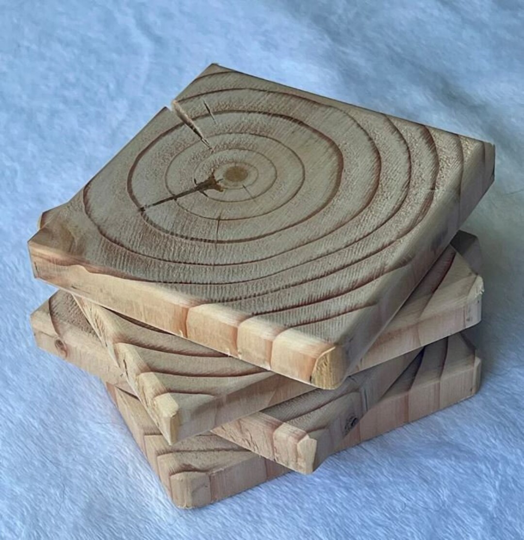 4 Handmade Wood Drink Coaster Set of 4 - Etsy