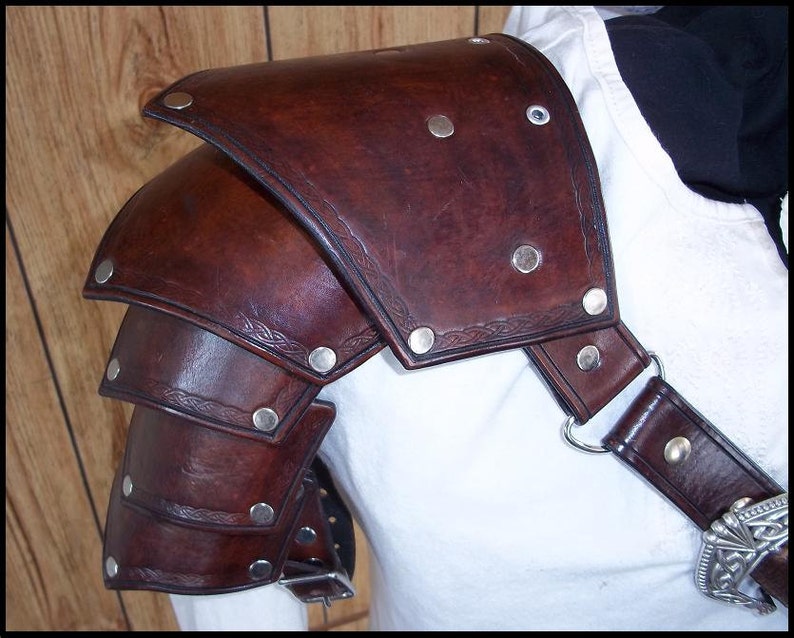 Celtic Leather Pauldron Leather Armor - Etsy