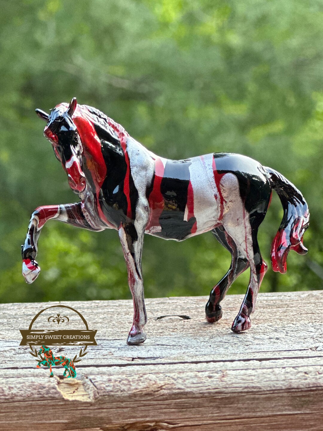 Breyer Stablemate Model Horse Custom Original Hand-painted One of A Kind Black, Silver, Red ...