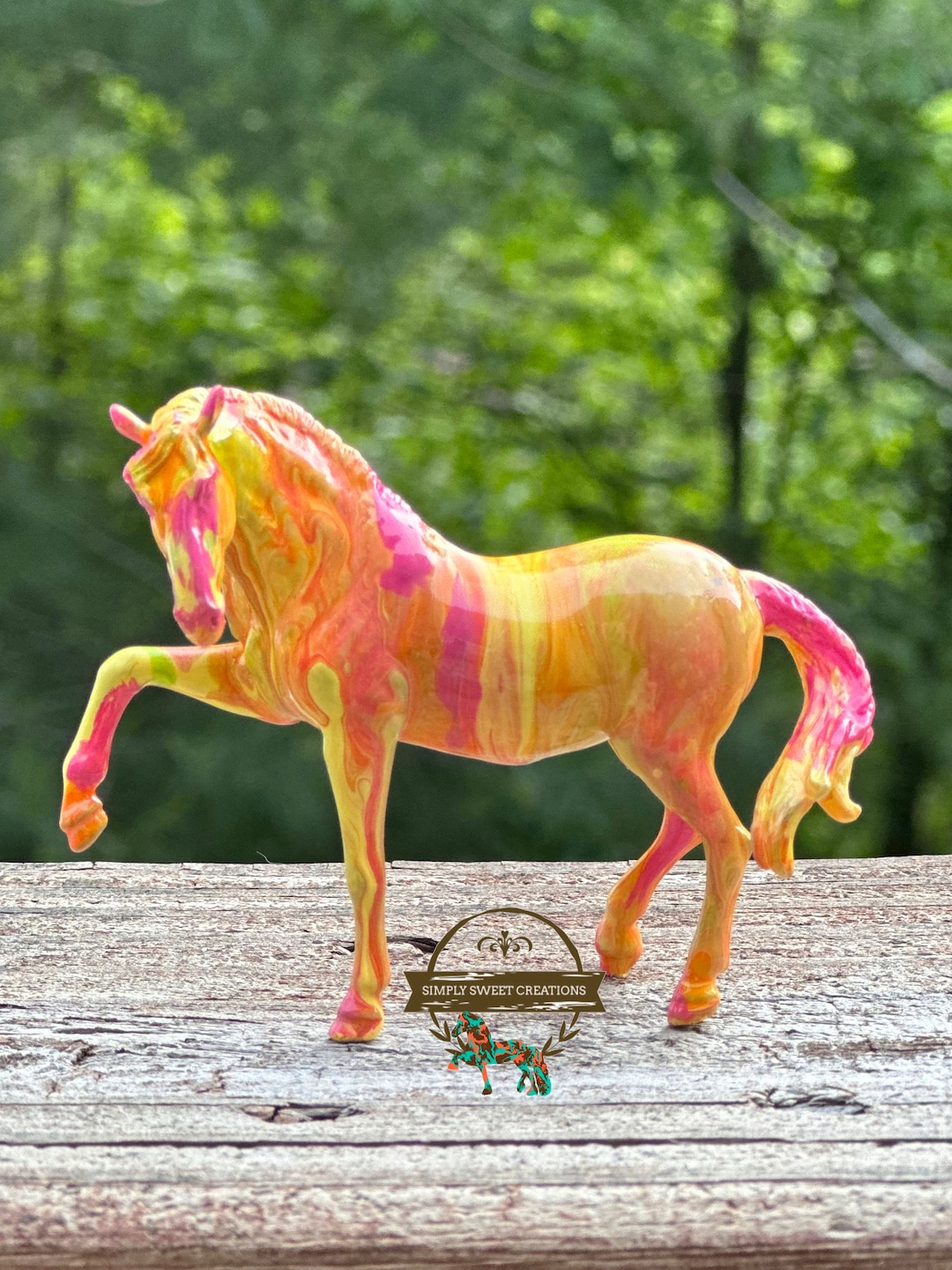 Breyer Stablemate Model Horse Custom Original Hand-painted One of A Kind Yellow, Orange Green ...
