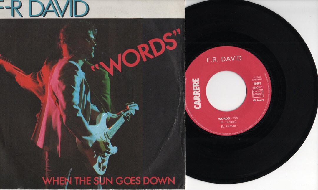 F.R.DAVID Words 1982 French Issue Rare Original 7 45rpm Vinyl Single ...
