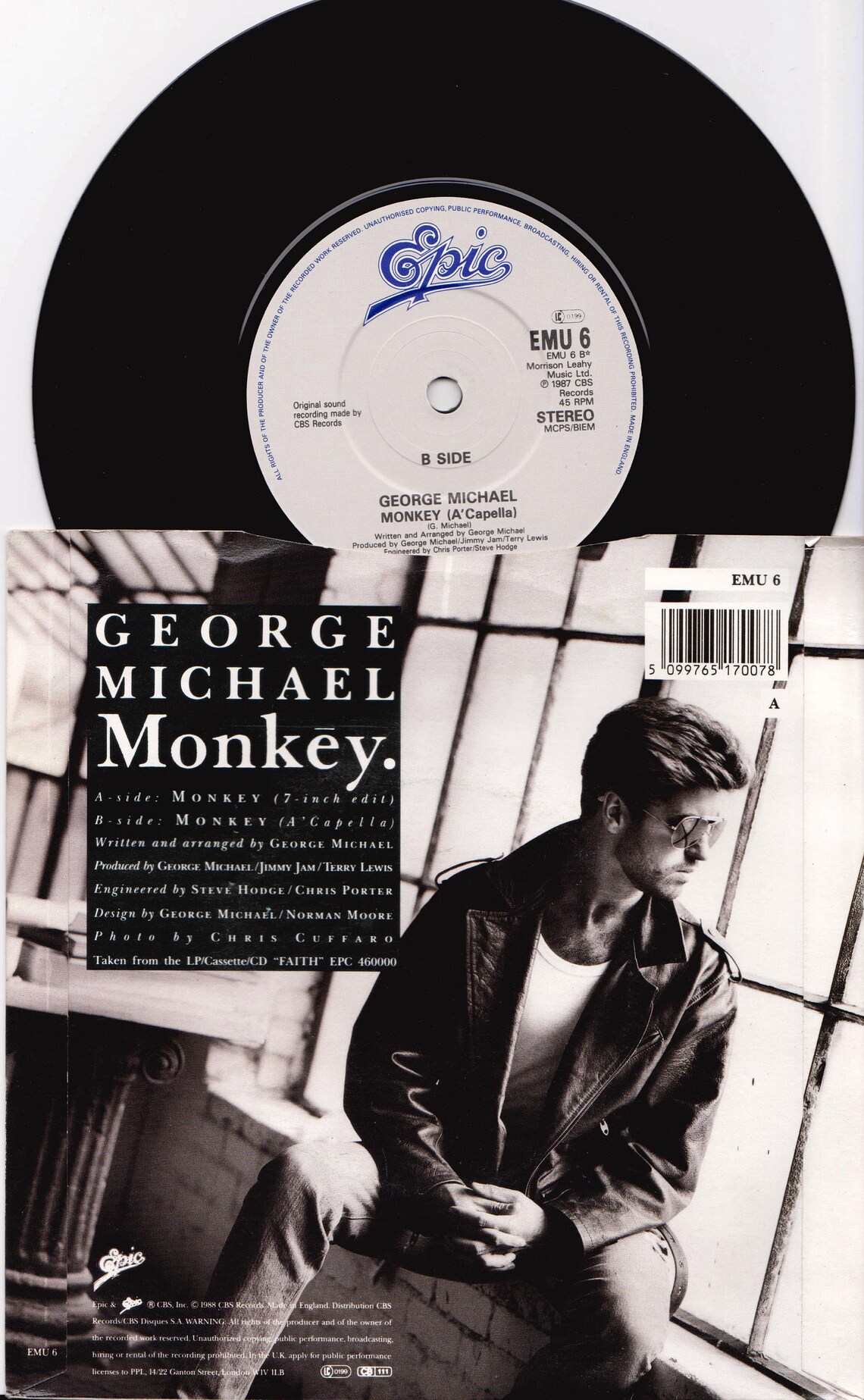 GEORGE MICHAEL Monkey 1988 UK Issue Original 7" 45 Rpm Vinyl Single ...