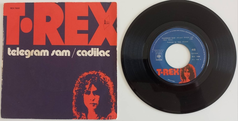 T REX Telegram Sam 1972 French Issue Rare Original 7" 45 Rpm Vinyl ...