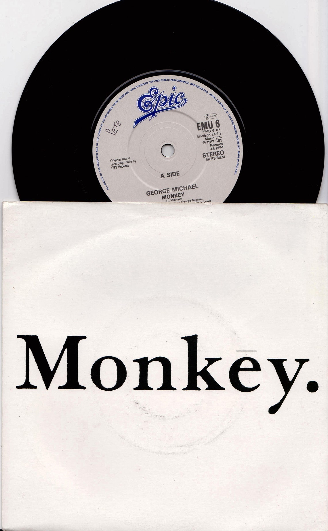 GEORGE MICHAEL Monkey 1988 UK Issue Original 7" 45 Rpm Vinyl Single ...