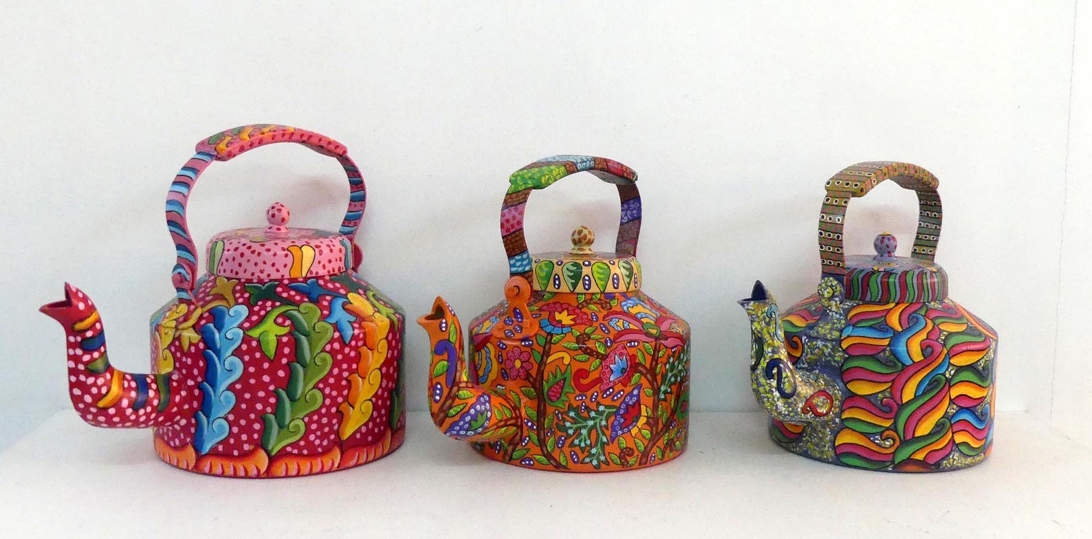 DECORATIVE TEAPOT in Recycled ALUMINUM Hand-painted Boho Tea - Etsy