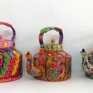 DECORATIVE TEAPOT in Recycled ALUMINUM Hand-painted Boho Tea Pot ...