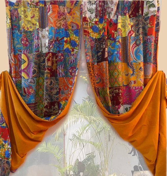Multicolored PATCHWORK CURTAIN Custom-made Curtain Cotton - Etsy