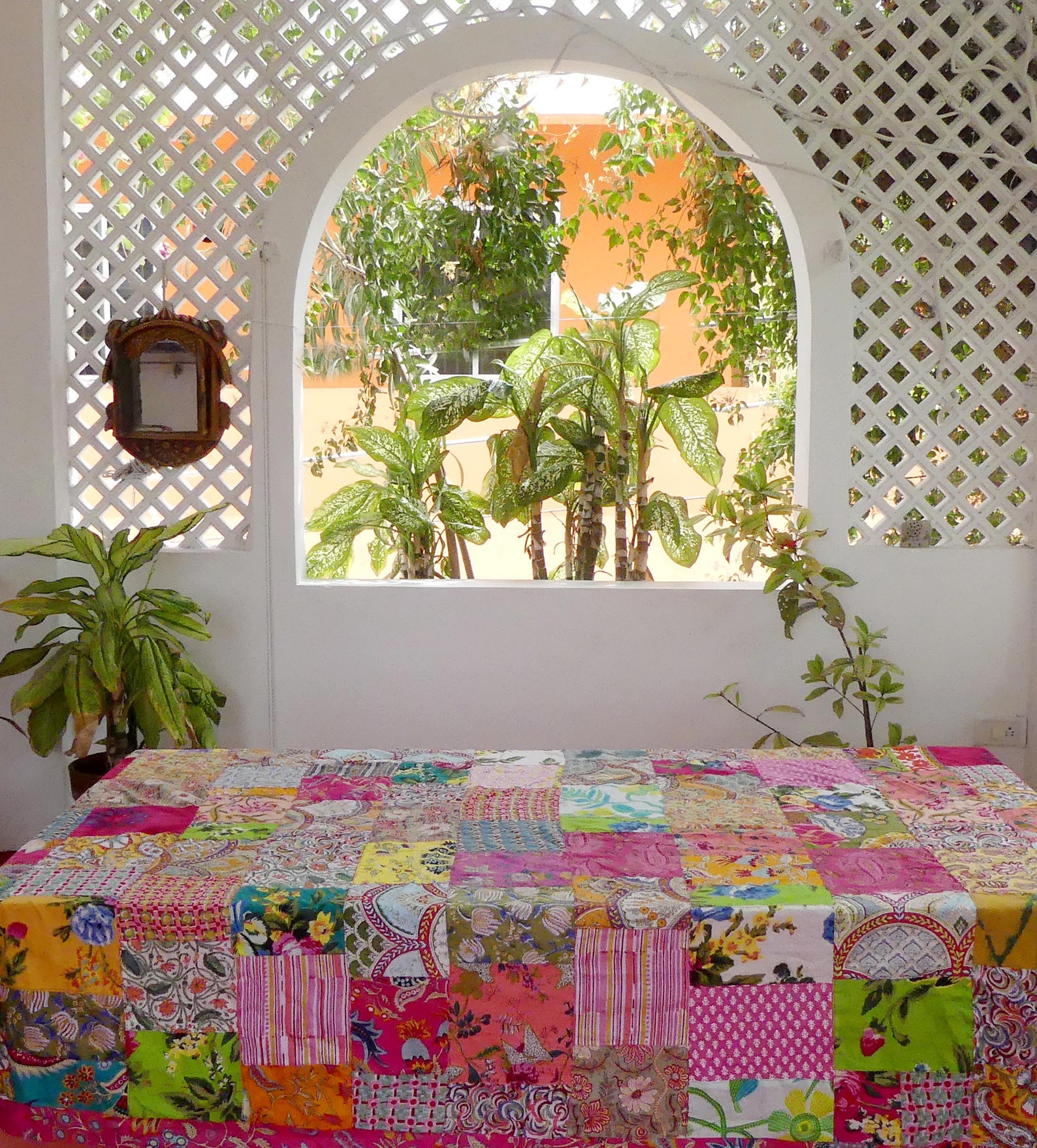 Tablecloth Patchwork Rectangular of Pink and Multicolored - Etsy