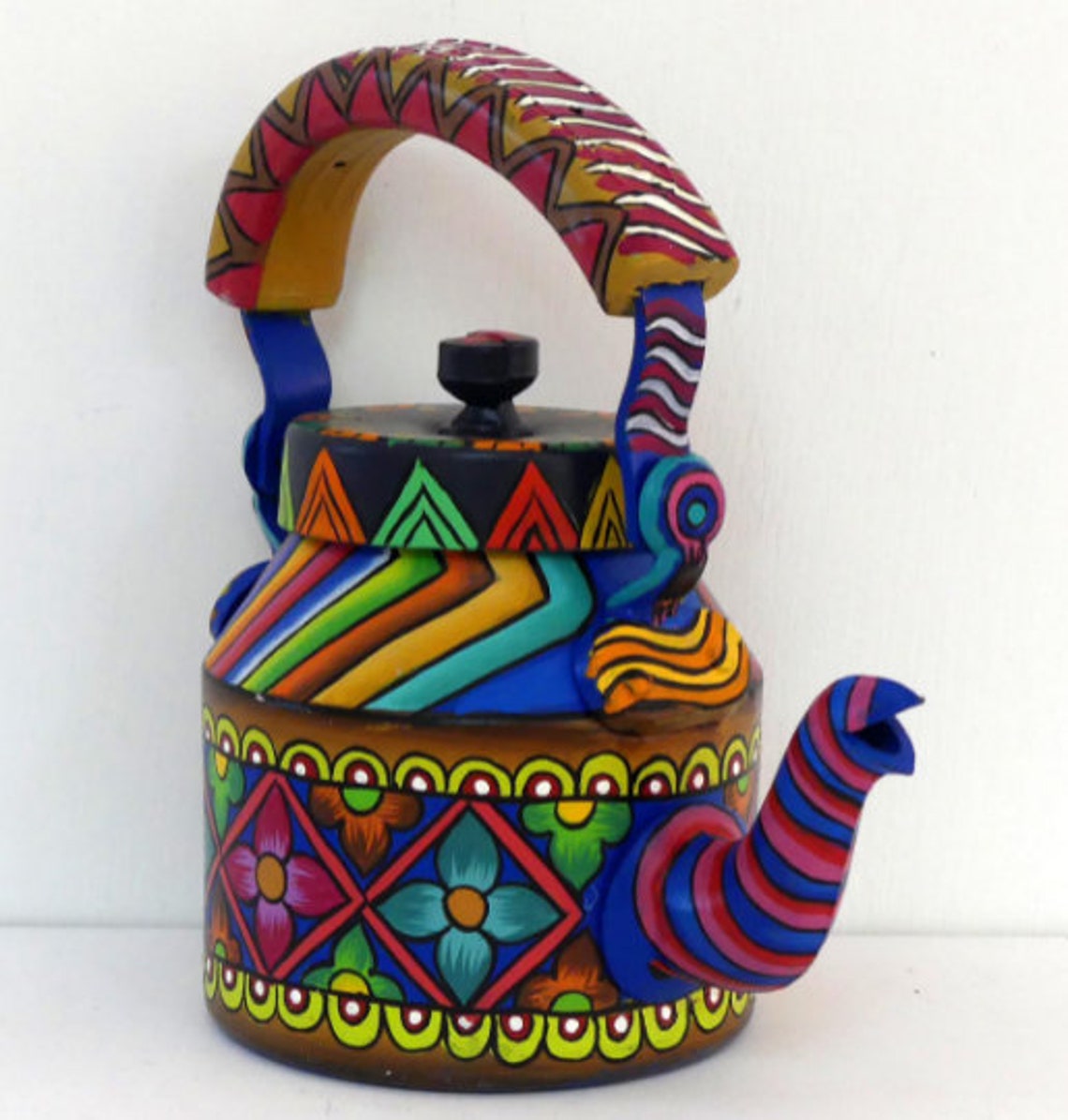 Teapot Aluminum Hand Painted Tea Pot With Unique Design | Etsy