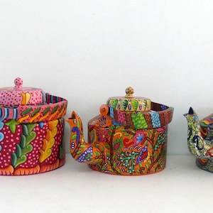 DECORATIVE TEAPOT in Recycled ALUMINUM Hand-painted Boho Tea Pot ...